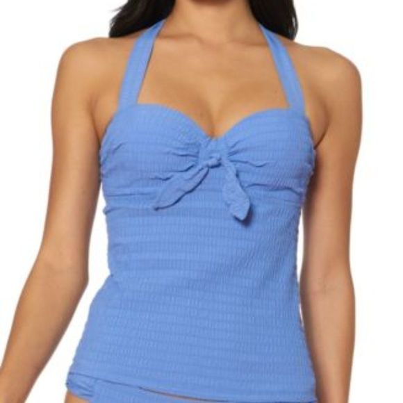 Jessica Simpson Swim Jessica Simpson Smocked Halter Tankini Top